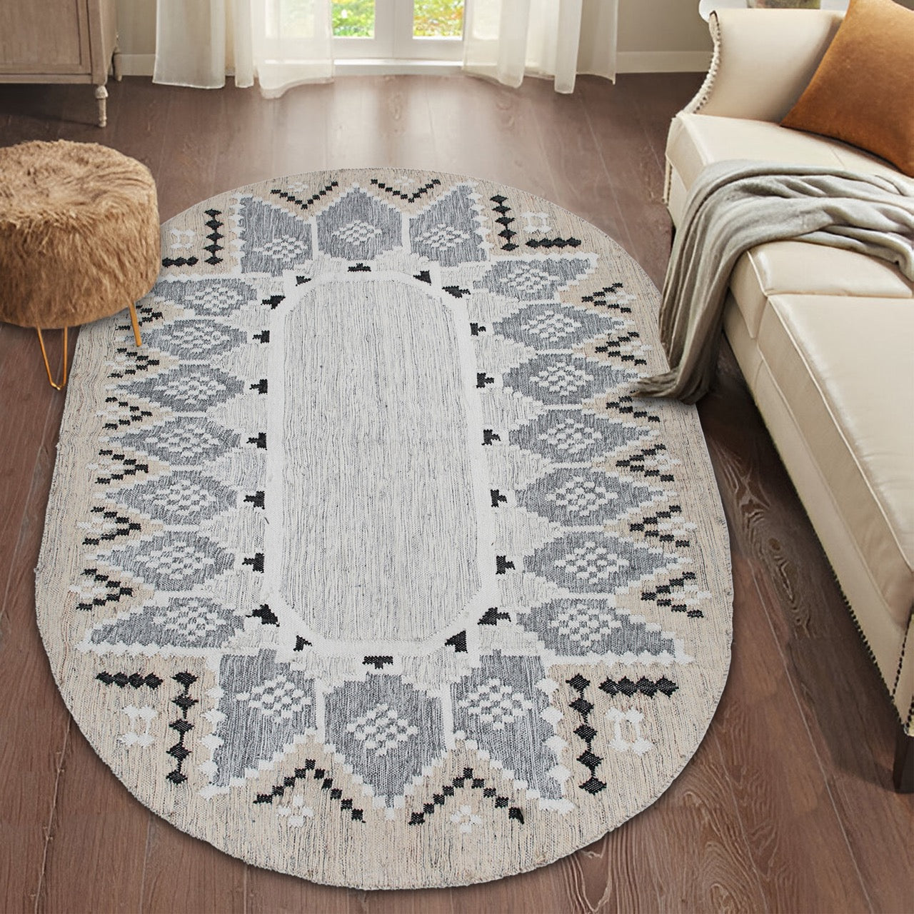 Ovaloid Recycled PET Rug Natural – Weave Abode